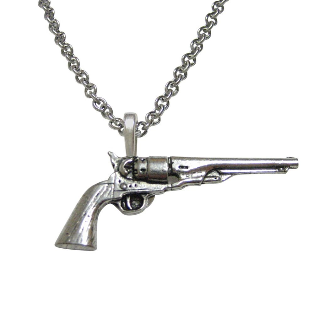Antique Revolver Pistol Gun Necklace - Gem